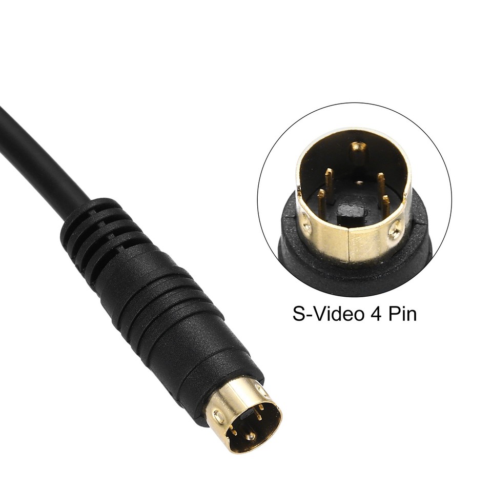2PCS S Video Cable 0.56ft 4 Pin S-Video Male to RCA Male Composite ...