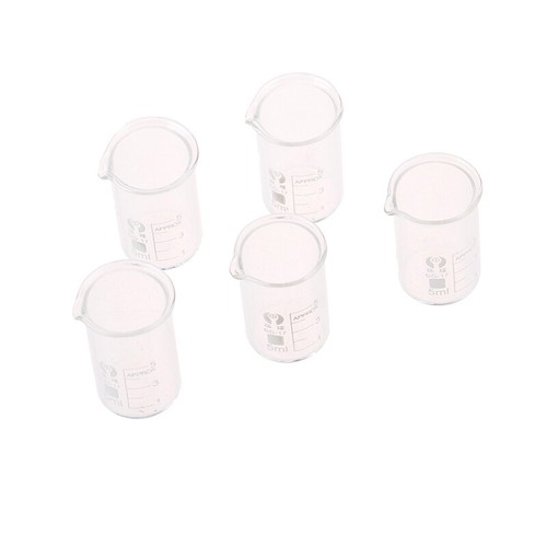 New 5Pcs Capacity 5ml Low Form Beaker Chemistry Laboratory Transparent ...