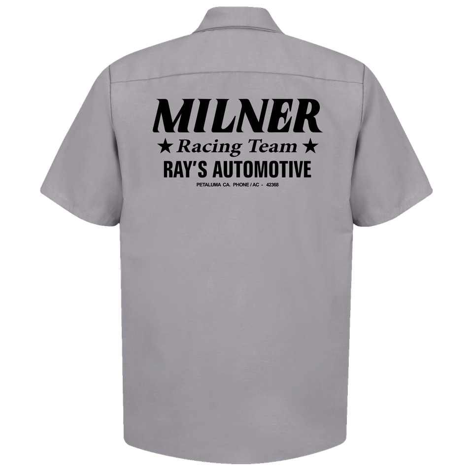 Milner Racing Team Gray Button Down Shop Shirt Red Kap American ...