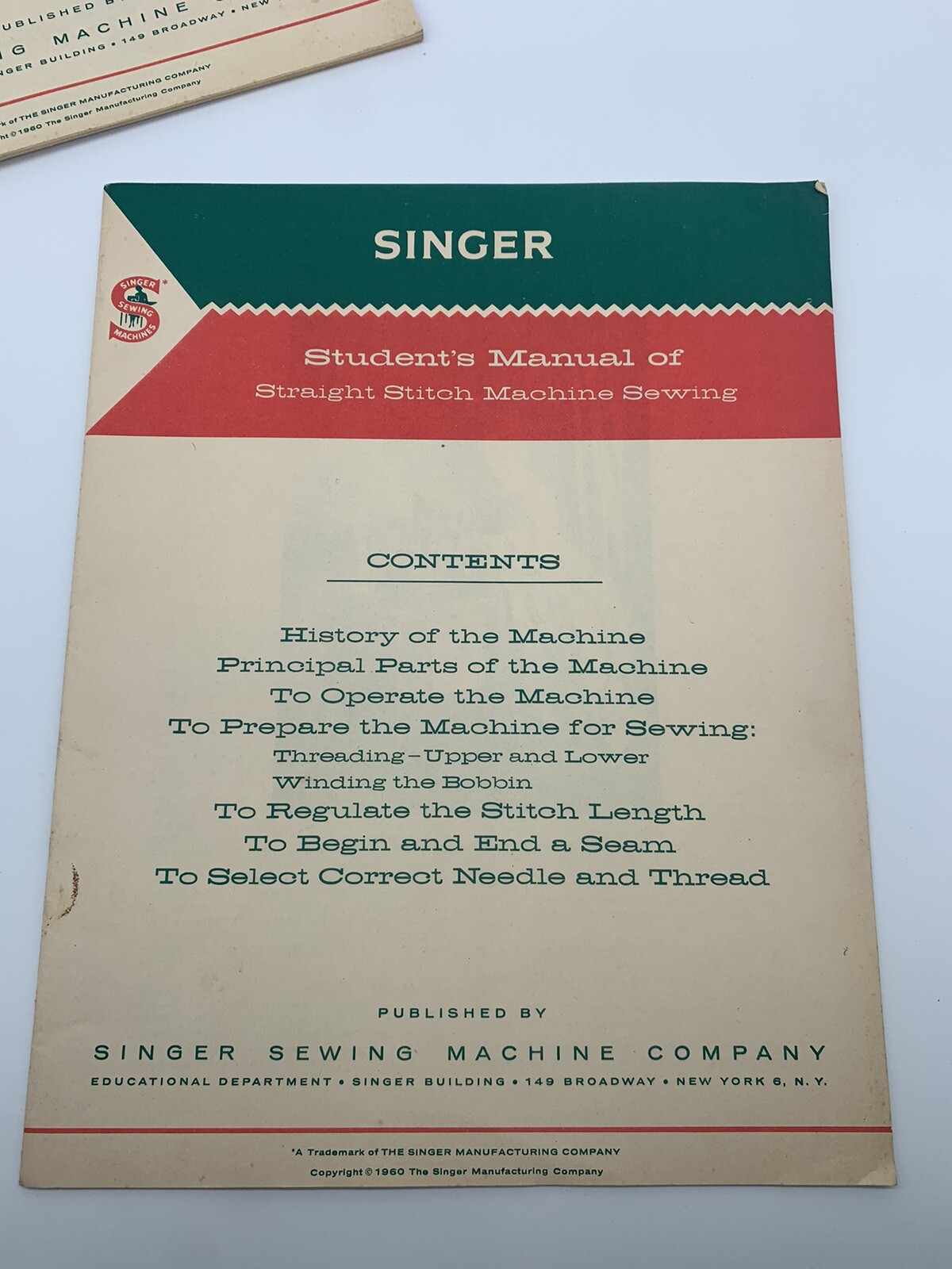 1958 & 1960 Lot Of 5 Singer sewing machine student Manuel’s Booklets ...