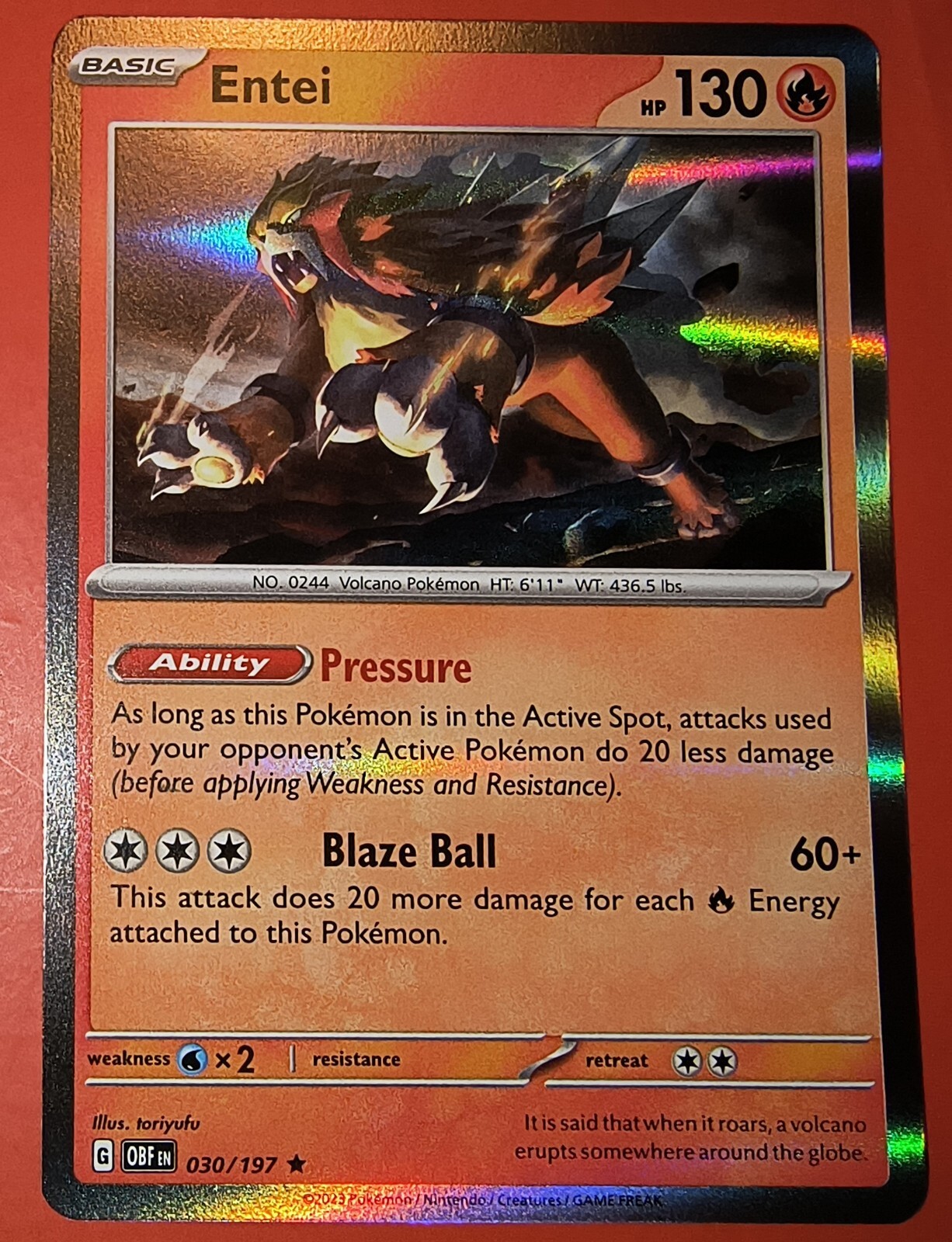 Pokemon TCG - Entei- Holo - Obsidian Flames - 030/197 - NM | eBay