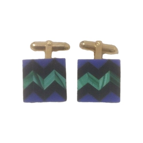 Vintage Hayward Multi-Stone Square Cufflinks Geometric Chevron Mosaic ...