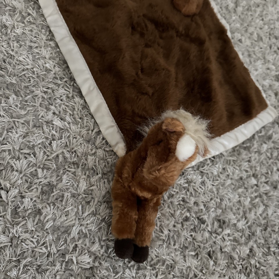 My Banky Horse Baby Brown Lovey Brooke Security Blanket Satin Trim 13 1 ...