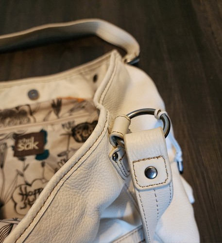 The Sak Women's Shoulder Bag Purse Off White Leather Multi Pockets Snap ...