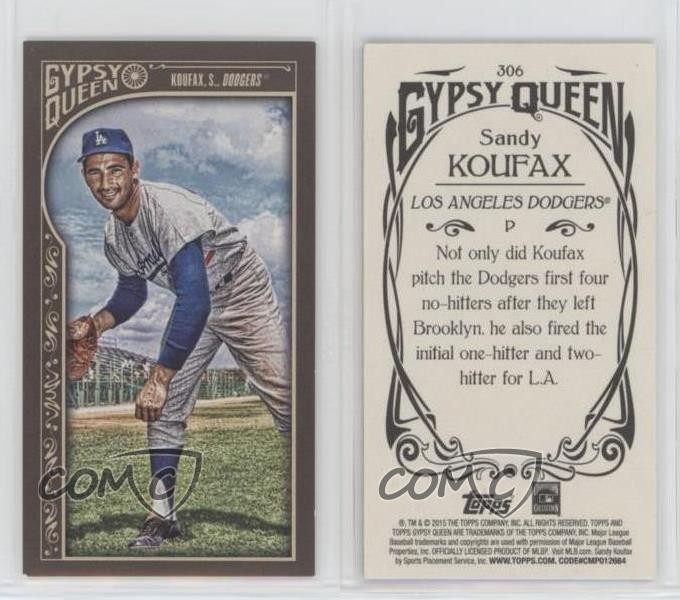 2015 Topps Gypsy Queen Minis Short Print Sandy Koufax #306 HOF sh7 | eBay