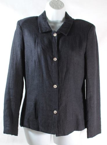 Harve Bernard Women's Black Linen Button Up Blaser Shirt Size 8 | eBay