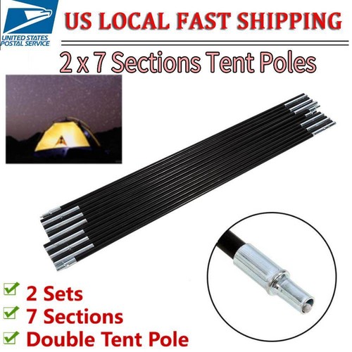 Universal 2 Sets x 7 Sections Double Camping/Outdoor Tent Pole Frames ...