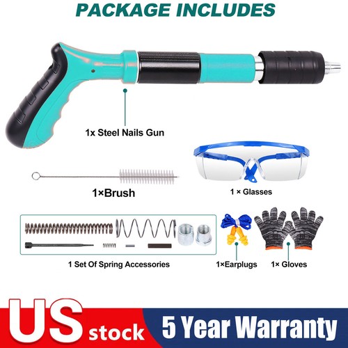Blue Portable Concrete Nailer Nail Gun Cordless Wall Fastening Tool W/O ...