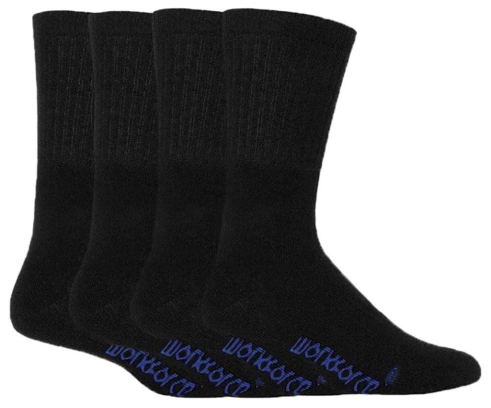 Workforce - Mens 4 Pairs Warm Cushioned Padded Breathable Cotton Work ...