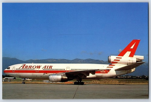 Airplane Postcard Arrow Air Airlines Douglas DC-10-10 N904WA at Geneva ...