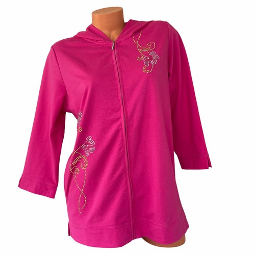 Quacker Factory Sz Small Wildflower Zip Front 3/4 Sleeve Hoodie A240811 ...