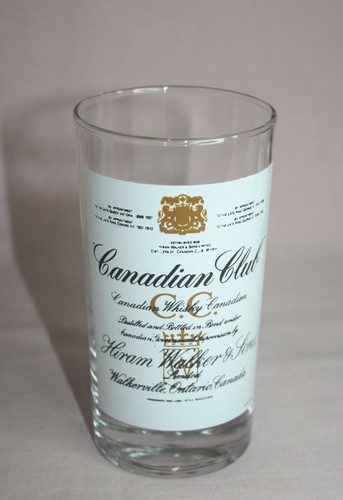 VINTAGE CANADIAN CLUB WHISKY DRINKING GLASS HIRAM WALKER & SONS ONTARIO ...