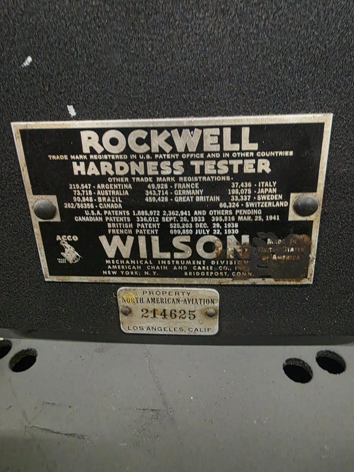 Wilson Rockwell Hardness Tester Model S-JN – Dial Type – Complete ...