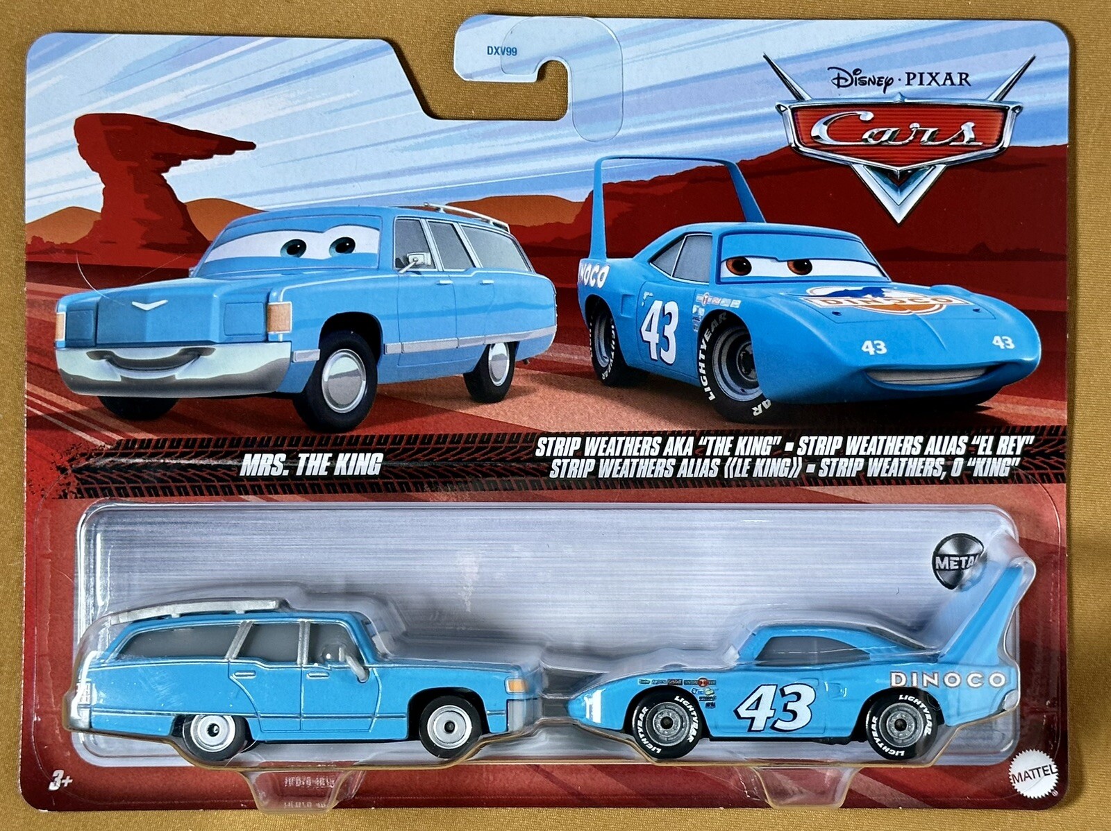 DISNEY PIXAR PISTON CUP MRS. THE KING & TEX DINOCO CARS PUSTON CUP