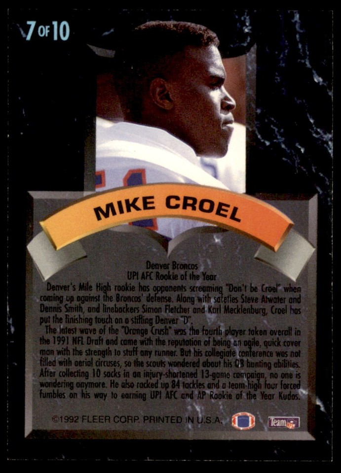 1992 Ultra Award Winners #7 Mike Croel Denver Broncos | eBay