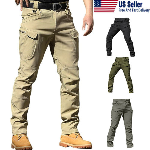 Men’s Tactical Cargo Pants Waterproof Work Pants Outdoor Hiking Combat ...