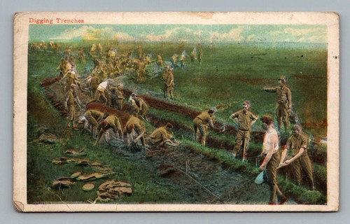 Postcard Military WWI Soldiers Digging Trenches Camp Sherman VTG c1918 ...