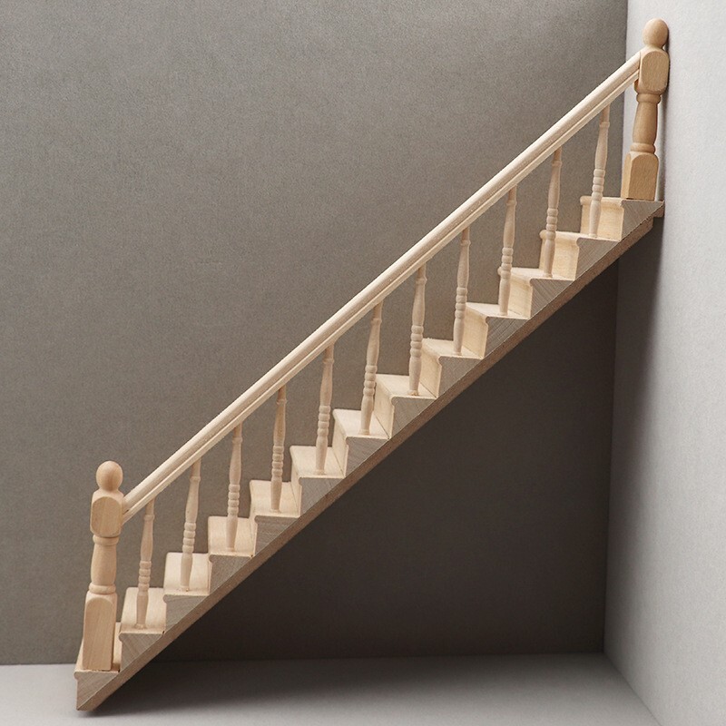 AirAds Dollhouse 1:12 Miniature Staircase Straight Stairway;Right ...