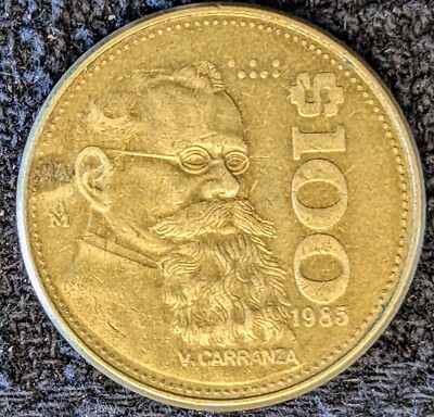 1985 $100 PESO "Carranza" vintage Mexican 100 Pesos coin #mx.1985.100 ...