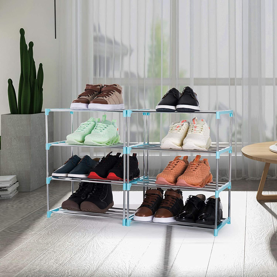 Xerhnan 4-Tier Stackable Small Shoe Rack Lightweight Shoe Shelf Storage ...
