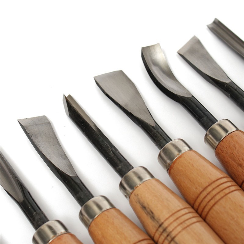 8 Pieces Woodpecker Dry Hand Wood Carving Tools Chip Detail Chisel ...