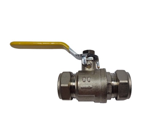 22mm Compression Lever Ball Valve - Gas Isolation Valve With Yellow ...