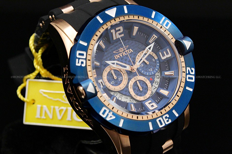 ULTRA RARE Invicta Pro Diver Scuba 50MM Chrono 18K ROSE GOLD Plated ...
