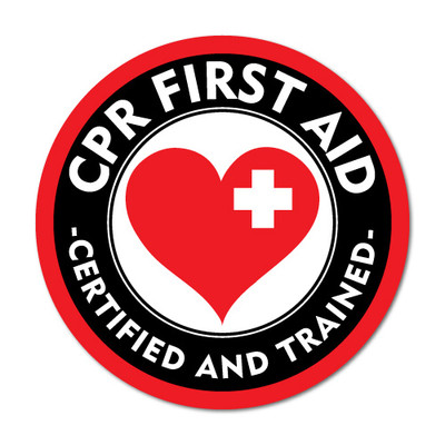 CPR First Aid Certified Trained Cross Heart Sticker Decal Safety Sign ...
