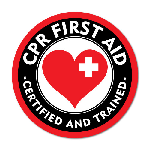 CPR First Aid Certified Trained Cross Heart Sticker Decal Safety Sign ...