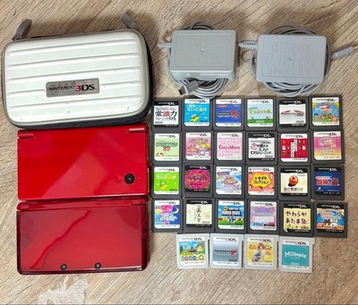 Nintendo DSi + 3DS Red Consoles, 24 DS Games, 4 3DS Games, 2 Chargers ...