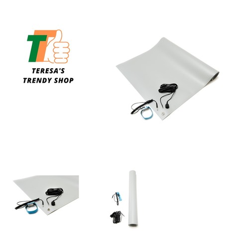 ESD Anti-Static Table Mat Kit, 2 Ft x 4 Ft, Gray, Includes an ESD Wrist ...