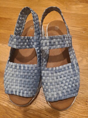 Bernie Mev Tara Bay Women’s Slingback Sandals blue/silver Sz 37=7 | eBay