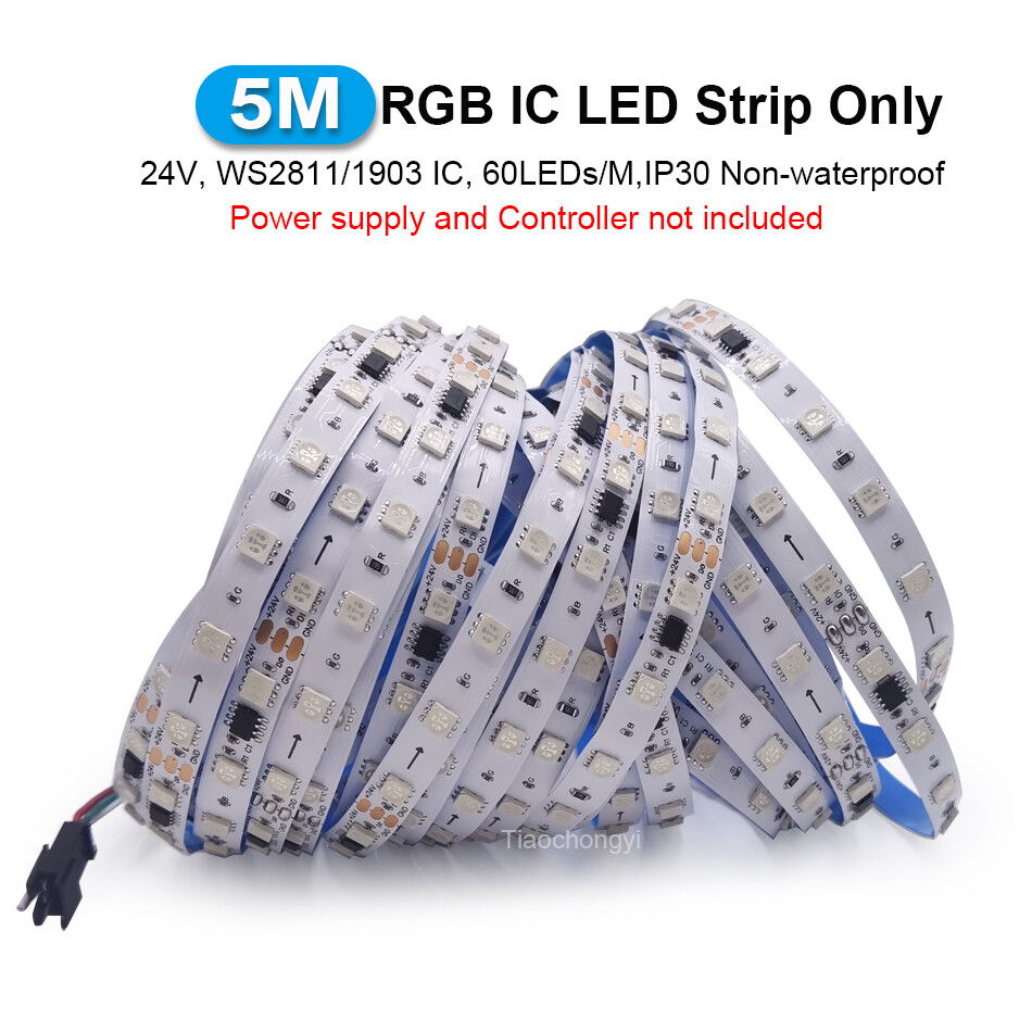 5050 RGB IC Running water Flowing LED strip light 24V WS2811 Touch RF ...