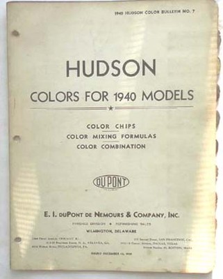 1940 HUDSON DUPONT COLOR PAINT CHIP CHART ALL MODELS ORIGINAL | eBay
