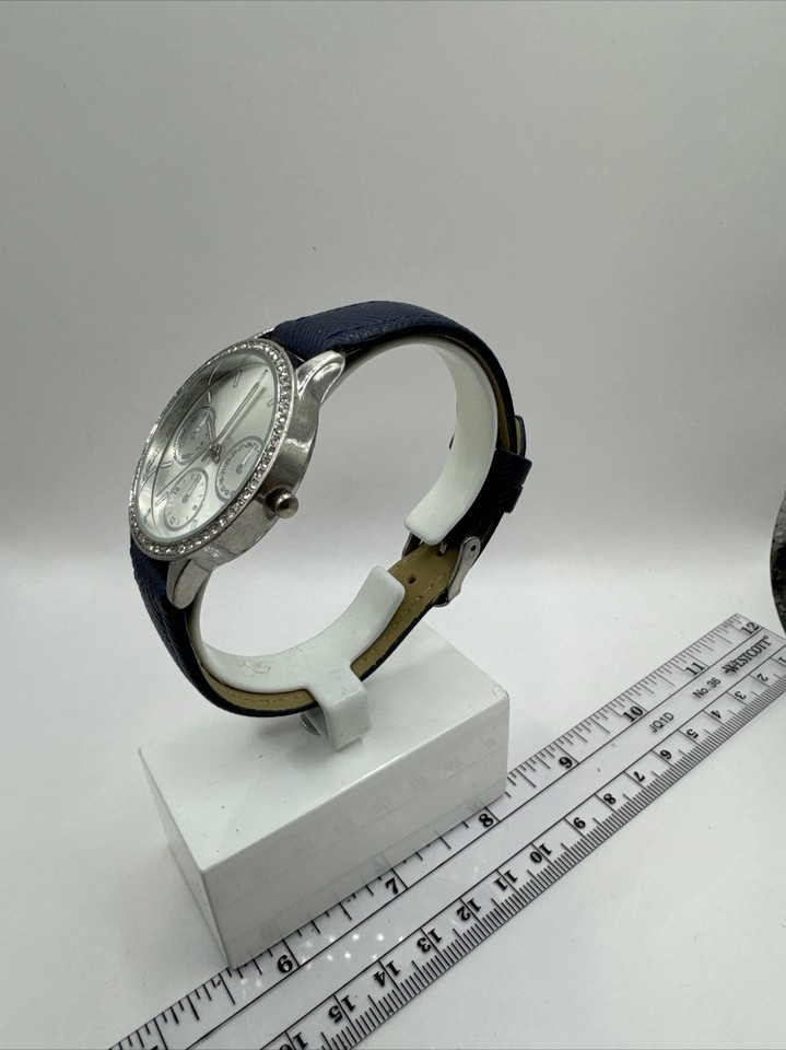 Unbranded ladies watch,blue band with buckle,rhinestones on bezel | eBay