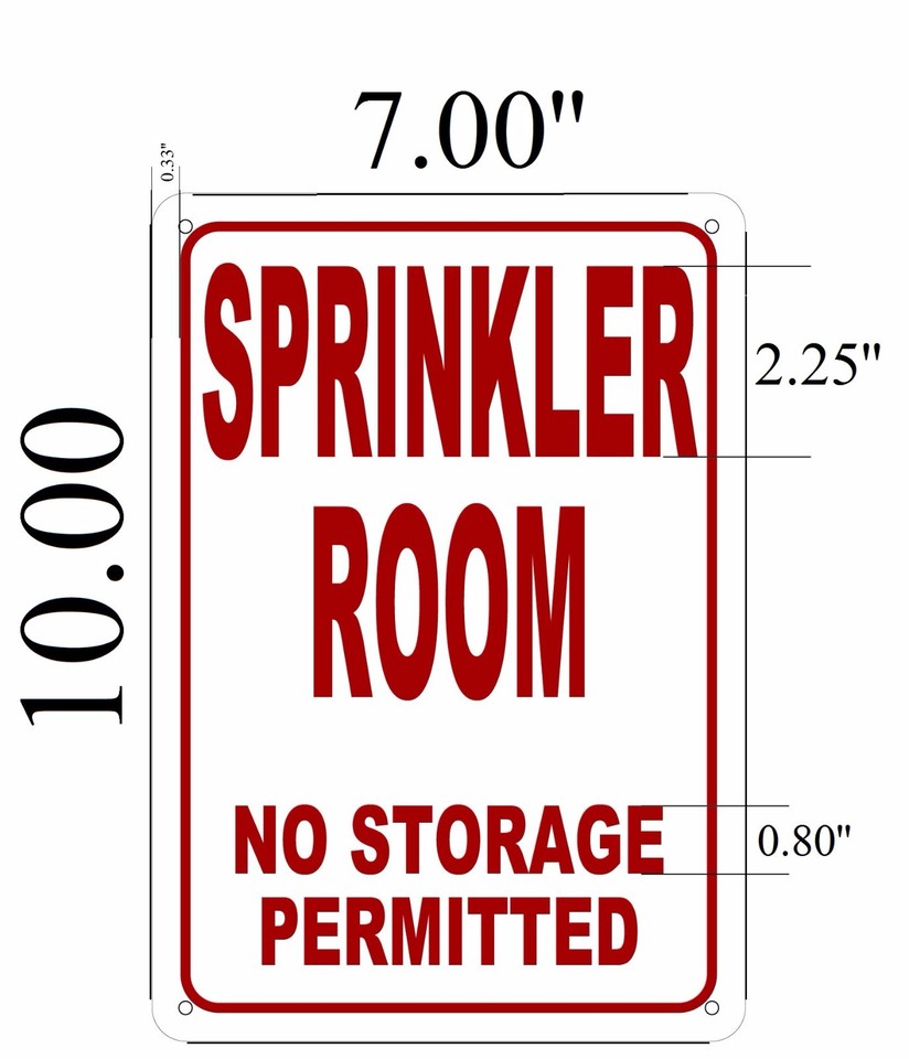 SPRINKLER ROOM SIGN- (ALUMINUM 7X10)-White -REF24-1027 | eBay