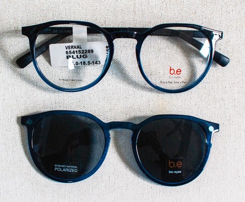 Bio Eyes VERNAL BLUG Eyeglass Frame w/Mag Sunglass Clip On 50-18.5-143 ...
