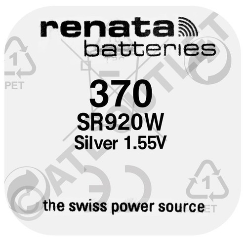 Renata 370 / SR920W Swiss Made 1.55v Silver Oxide Mercury Free Watch ...