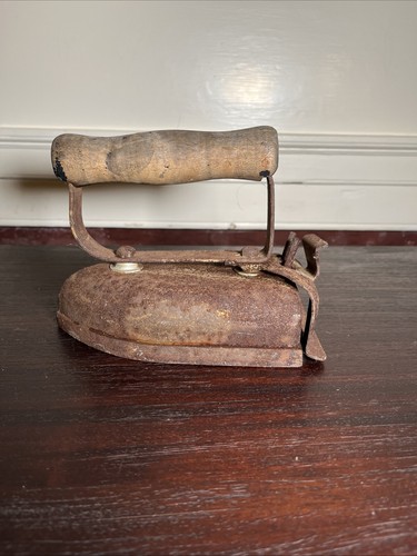 VINTAGE Antique Electric Iron “DearMaid” Chicago, Wooden Handle Cast ...