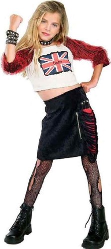 Union Jack Diva Punk Rock British Pop Star Fancy Dress Halloween Child ...