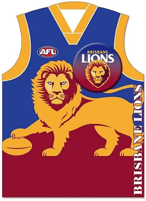 Brisbane Lions Official AFL Blank Greeting Card Pin On Metal Badge 12cm ...