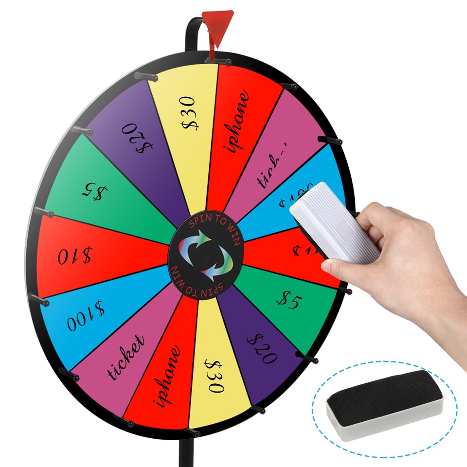 Spinning Game Prize Wheel 14 Slots Color W/ Dry Erase for Party 24" | eBay