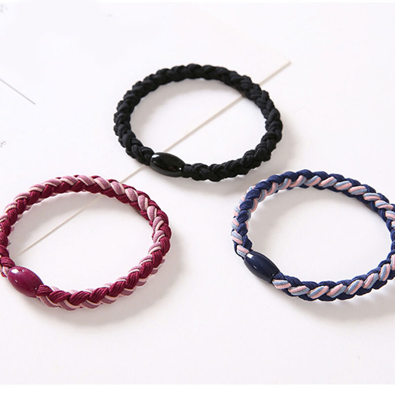Bands Weave Hair Rubber Hair Rope Braid Elastic Two-Color Hair Ring ...