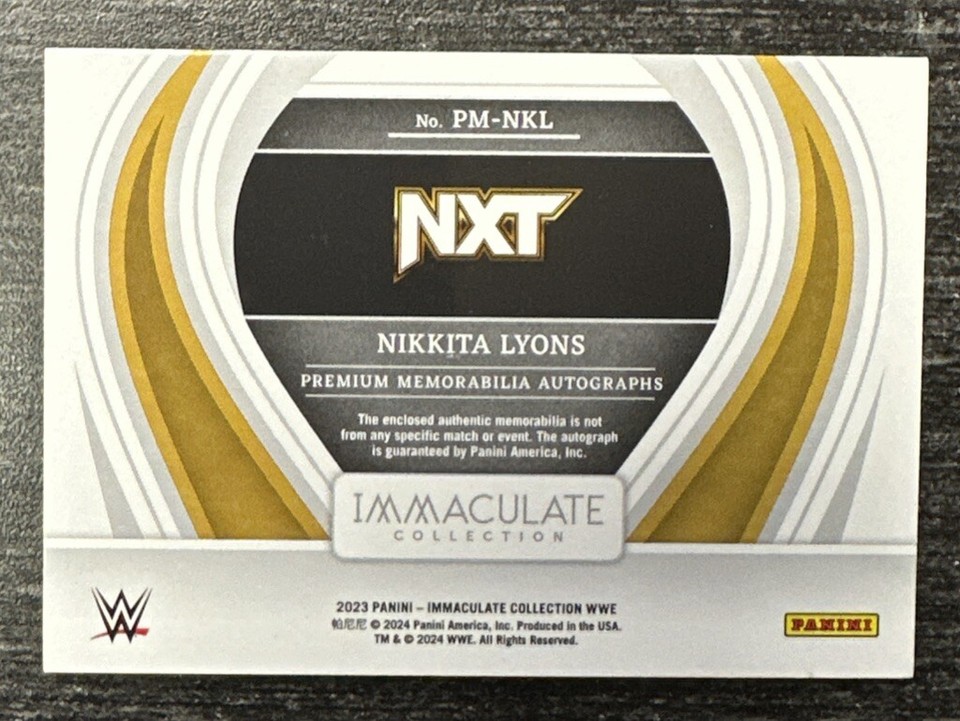 Nikkita Lyons 2023 Panini Immaculate Collection WWE Patch AUTO ACETATE ...