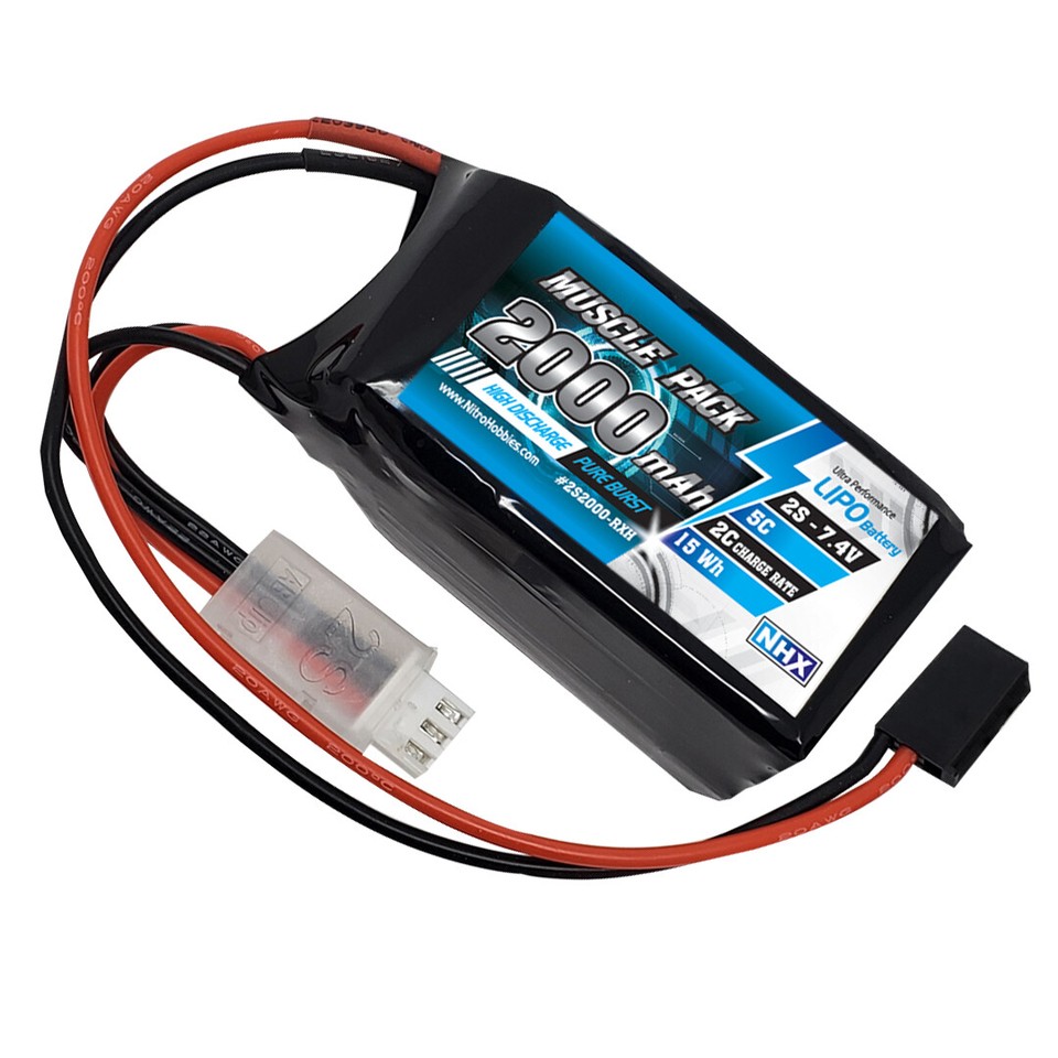 NEW NHX Muscle Pack 2S 7.4V 2000mAh 5C RX Hump Receiver Lipo Battery ...