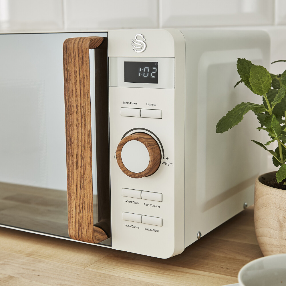 Swan Nordic White Kettle 4 Slice Toaster & Digital Microwave ...