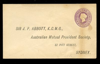 AUSTRALIA VICTORIA QV STATIONERY 2d STO REPLY ENVELOPE ABBOTT AMPS | eBay