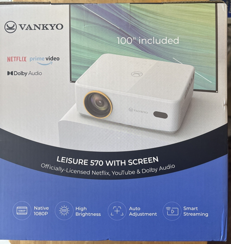 Vankyo Leisure 570 Native 1080P Smart Mini Projector w/ 100" Screen ...