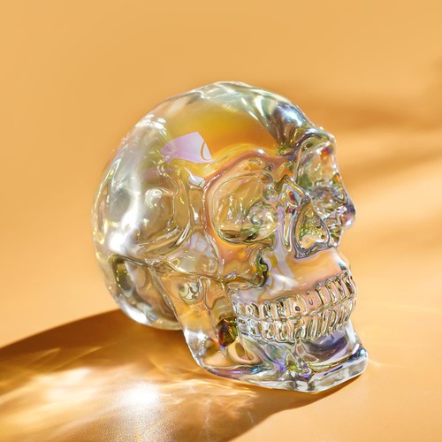 3in Handmade Crystal Skull Head Statue Colorful Glass Skull Decor Gifts ...