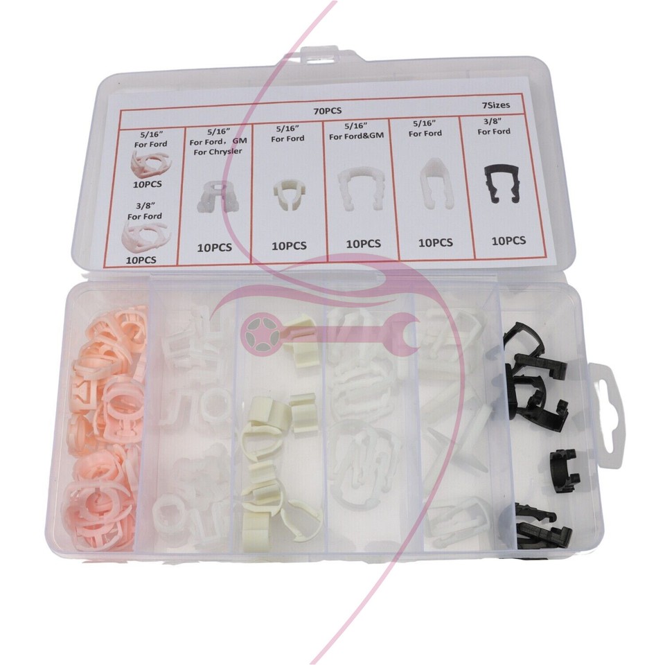 70 Pieces Fuel Line Retainer Clip 7 Size 3/8 5/16 Assortment fits ...